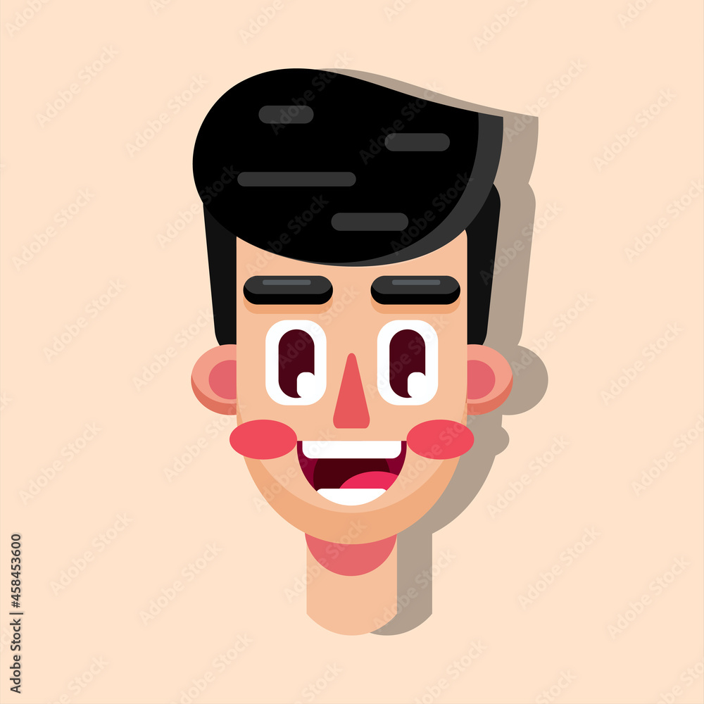 Illustration vector graphic of boy cartton face character, the boy was ...