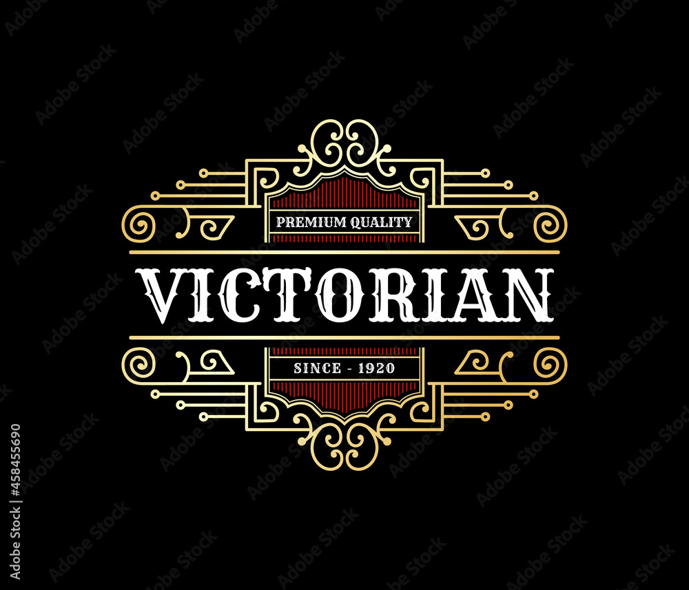 Vintage luxury royal frame labels with typography logo for beer whiskey ...