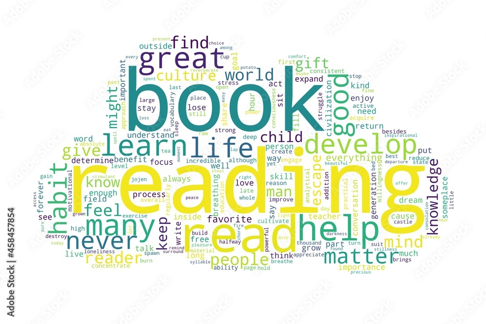Word cloud of reading concept on white background Stock Illustration ...