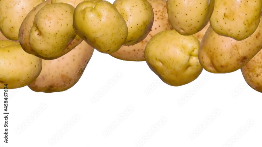 Washed Potatoes in a Jump on White. Three variants of freshly washed ...