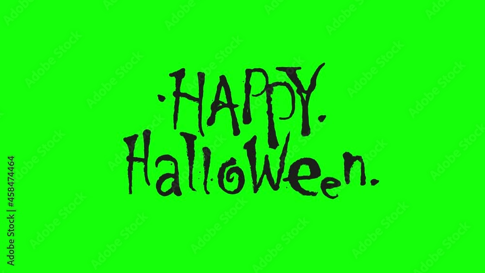 Text Happy Halloween. 4K cartoon animation on a green screen, chroma ...