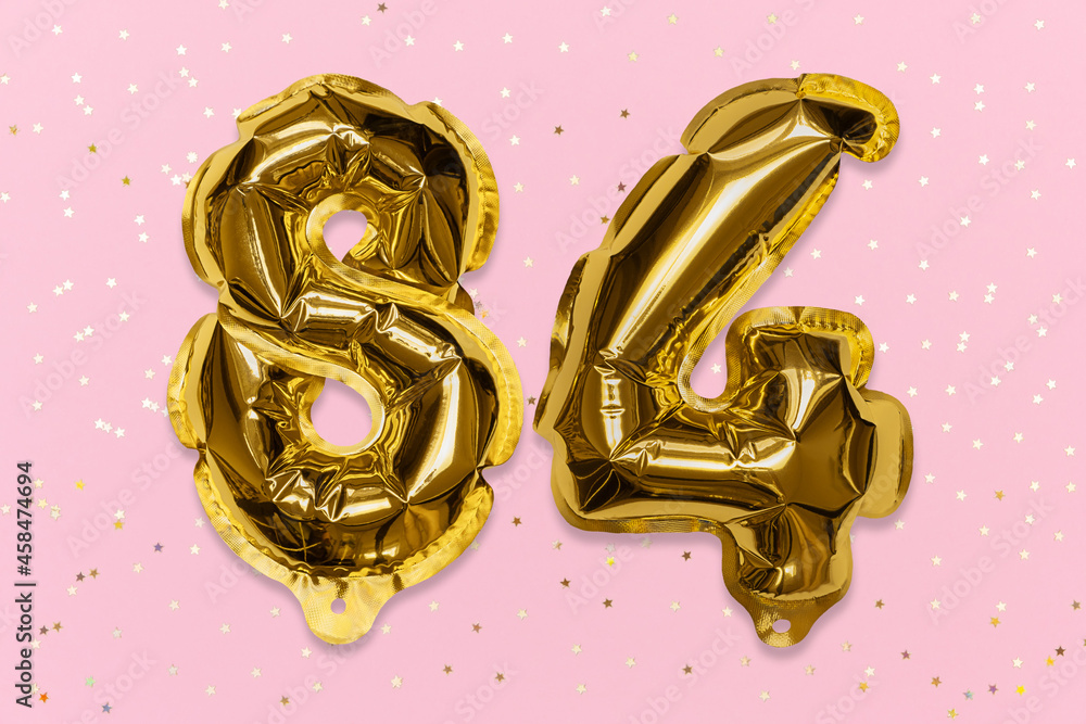 The number of the balloon made of golden foil, the number eighty-four ...