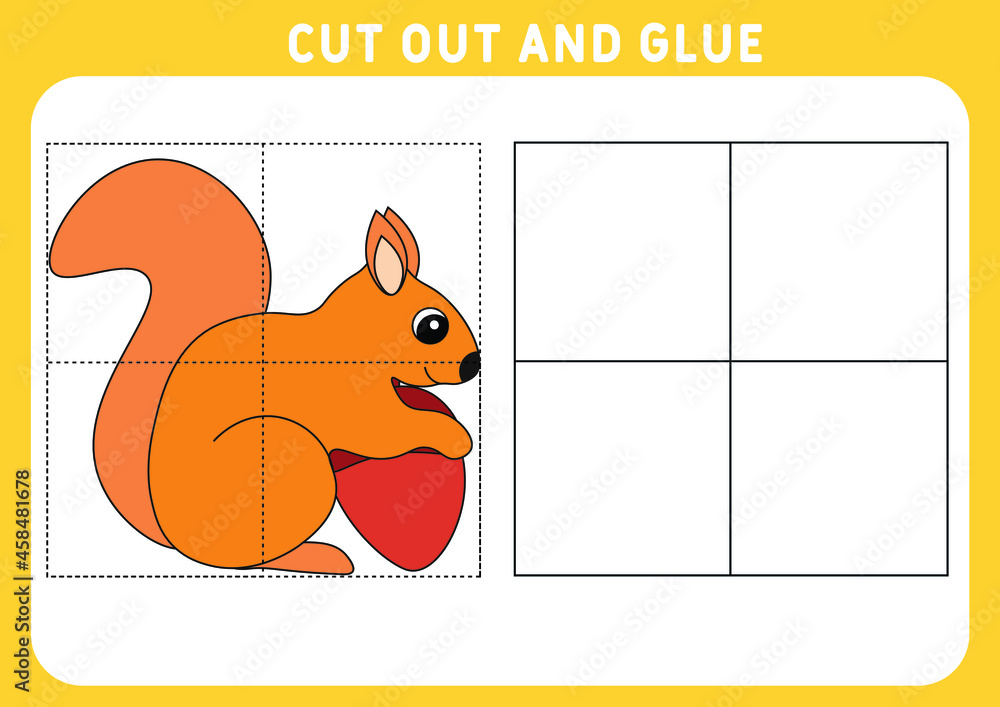 Funny little squirrel coloring page. Educational game for children ...