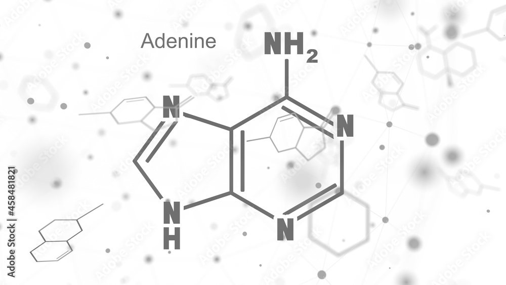 Poster Chemical structural formula of adenine - DNA and RNA nitrogen base – Wall Art | UkPosters