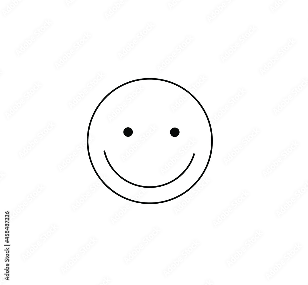Vector isolated small simple smiley face emoji. Colorless black line ... Vector isolated small simple smiley face emoji. Colorless black line ...