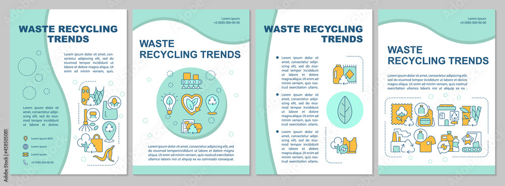 Trash recycling trends brochure template. Waste management process ...