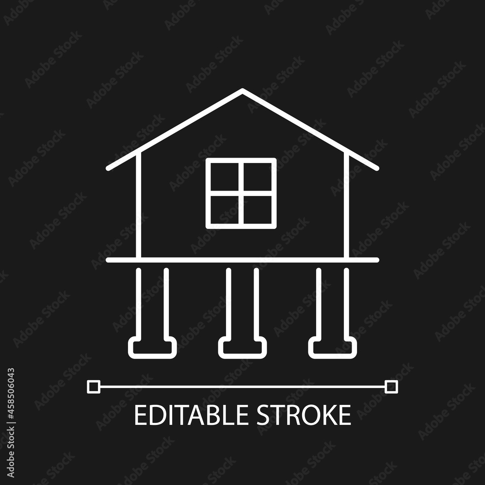 Strength and stability white linear icon for dark theme. Buildings ...