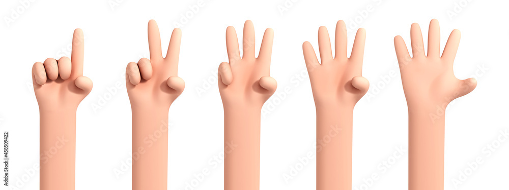 Vector cartoon hand counting from one to five isolated on white ...