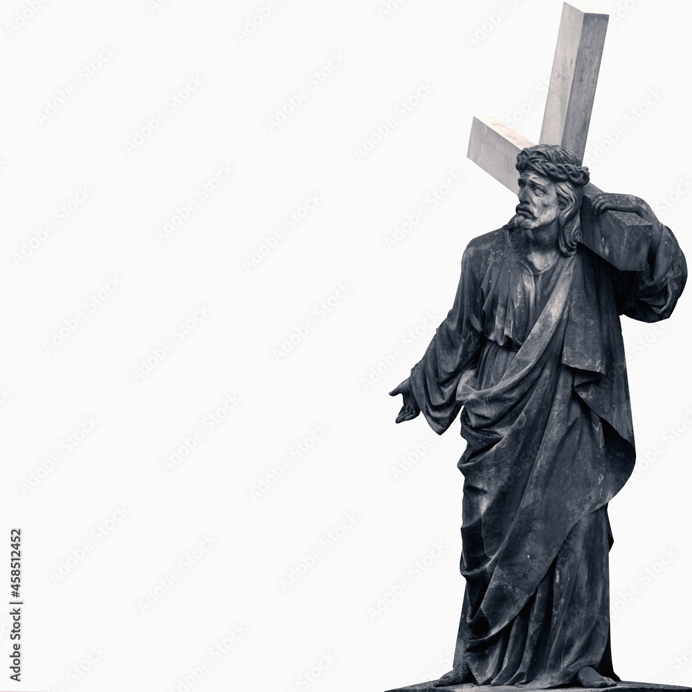 Jesus Christ. Antique statue as a symbol of eternal life. Copy space ...