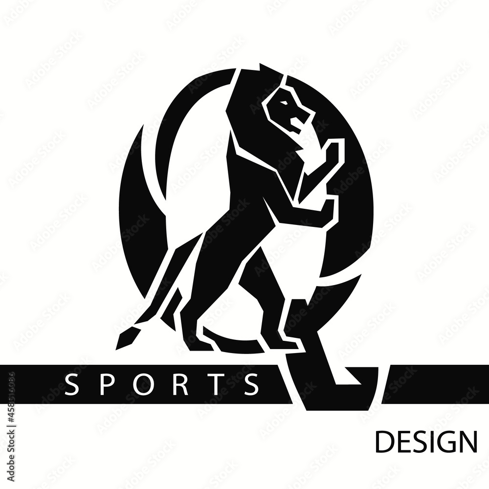 Letter Q with Lion. Sporty Design. Creative Black Logo with Royal ...