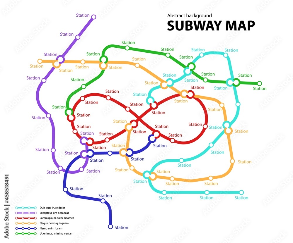 Subway map. Template of fictional town public transport scheme for ...