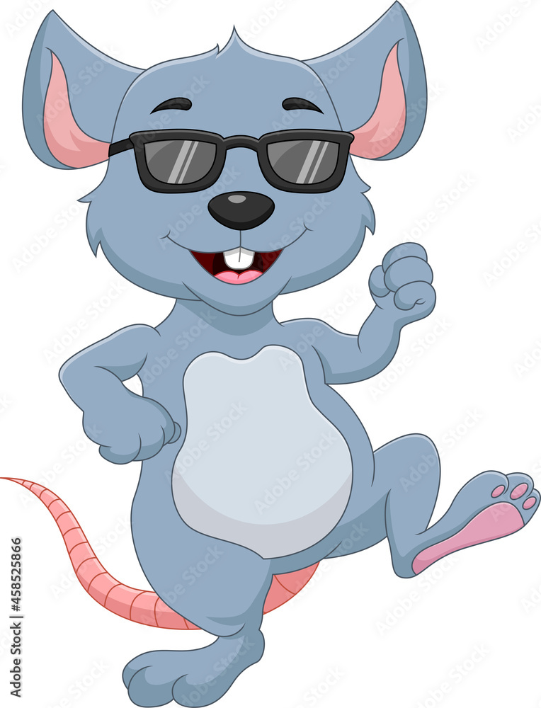 cartoon cute mouse wearing glasses Stock Vector | Adobe Stock