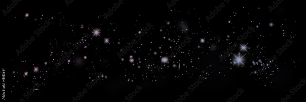 Milky way wide banner. Space background with white stars. Starry night ...