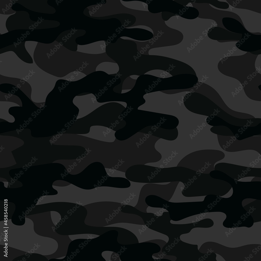 black Camouflage texture seamless. Abstract military camouflage ...