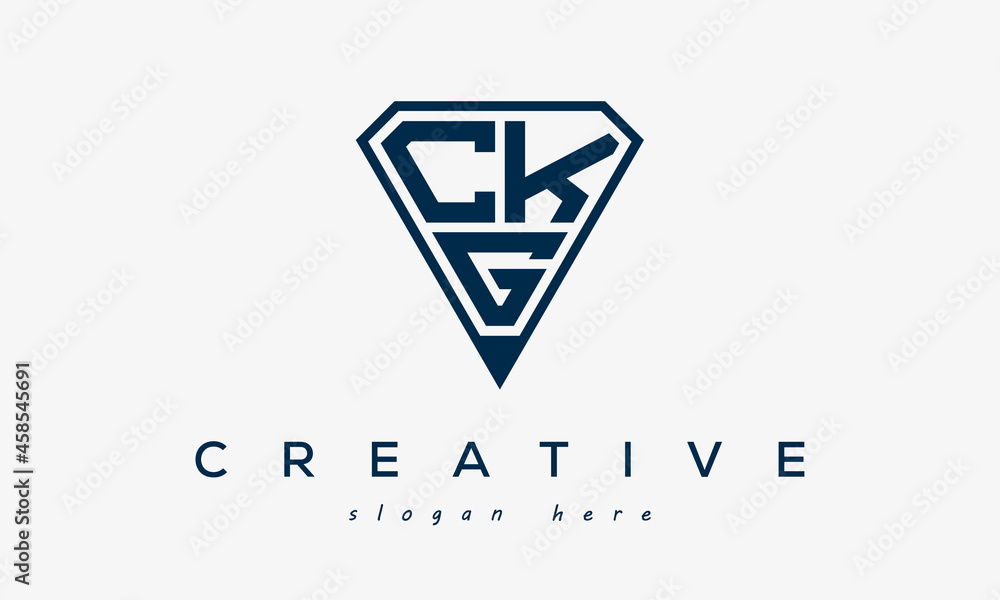 initial letters logo CKG black monogram diamond pentagon shape with ...