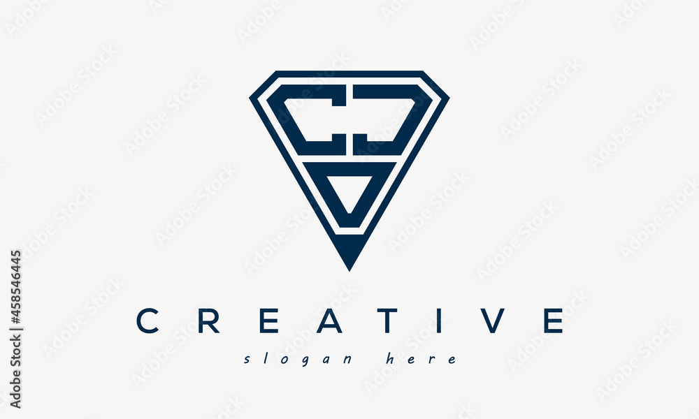 initial letters logo CJO black monogram diamond pentagon shape with ...