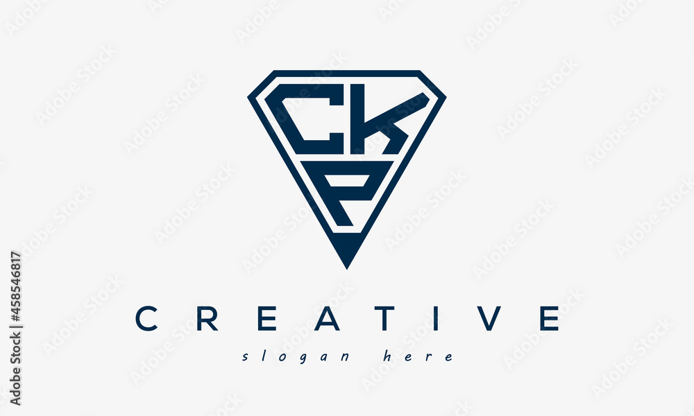 initial letters logo CKP black monogram diamond pentagon shape with ...