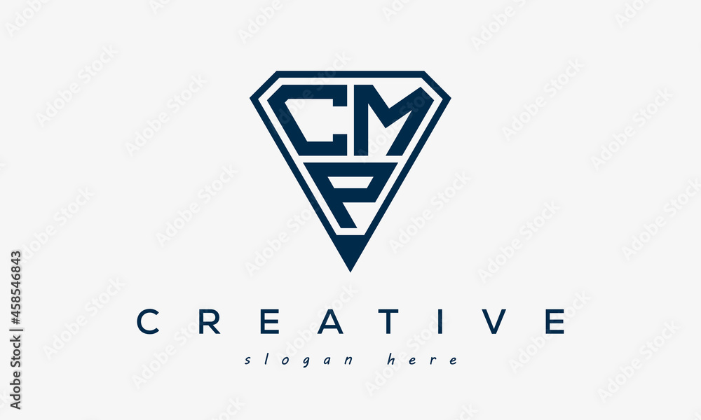 initial letters logo CMP black monogram diamond pentagon shape with ...