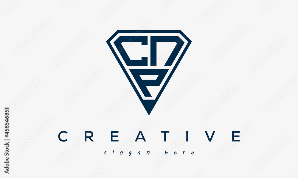 initial letters logo CNP black monogram diamond pentagon shape with ...