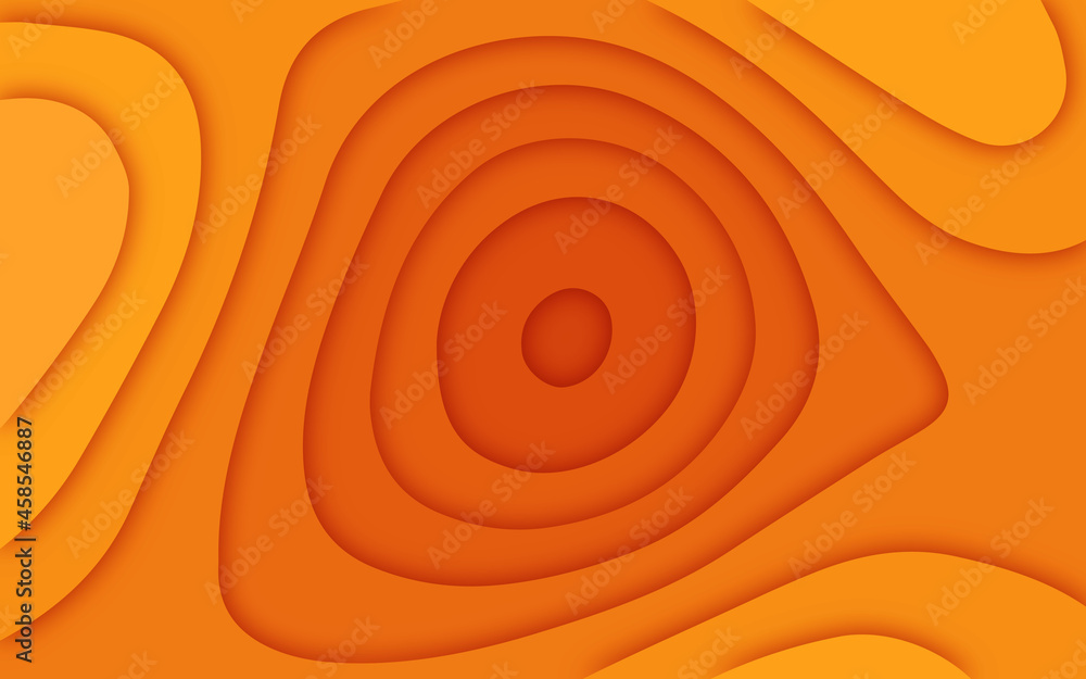 Orange paper cut background. Abstract realistic papercut decoration ...