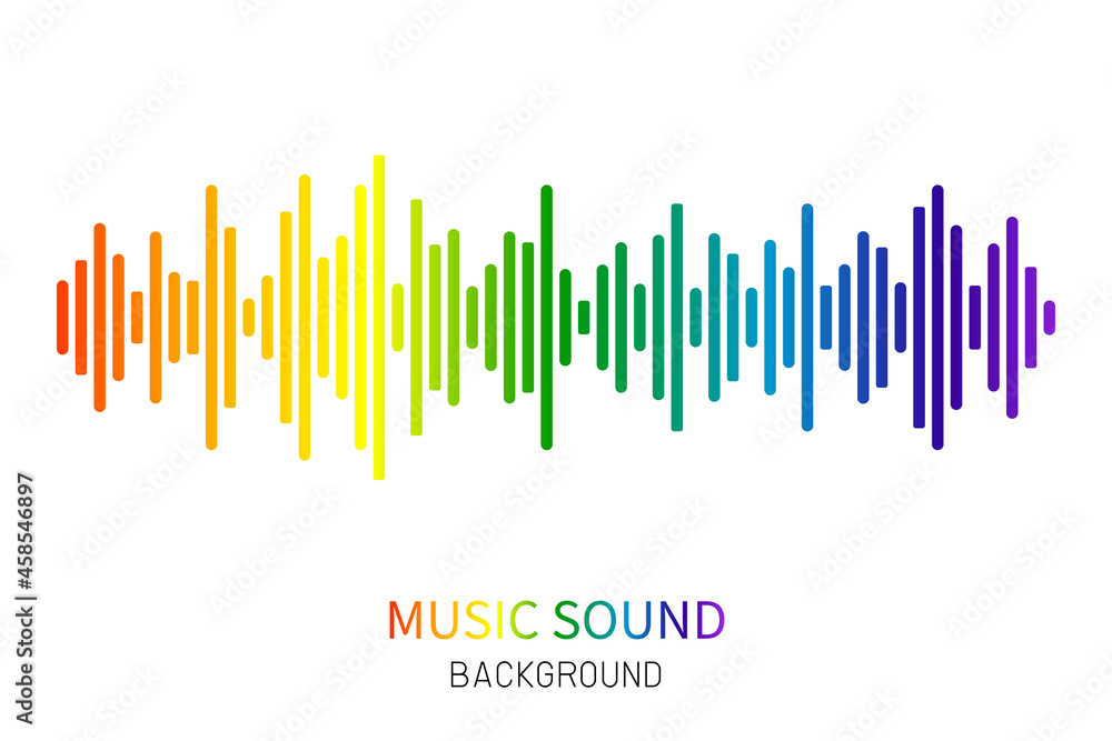 Rainbow colorful sound wave on white background. Icon musical pulse ...