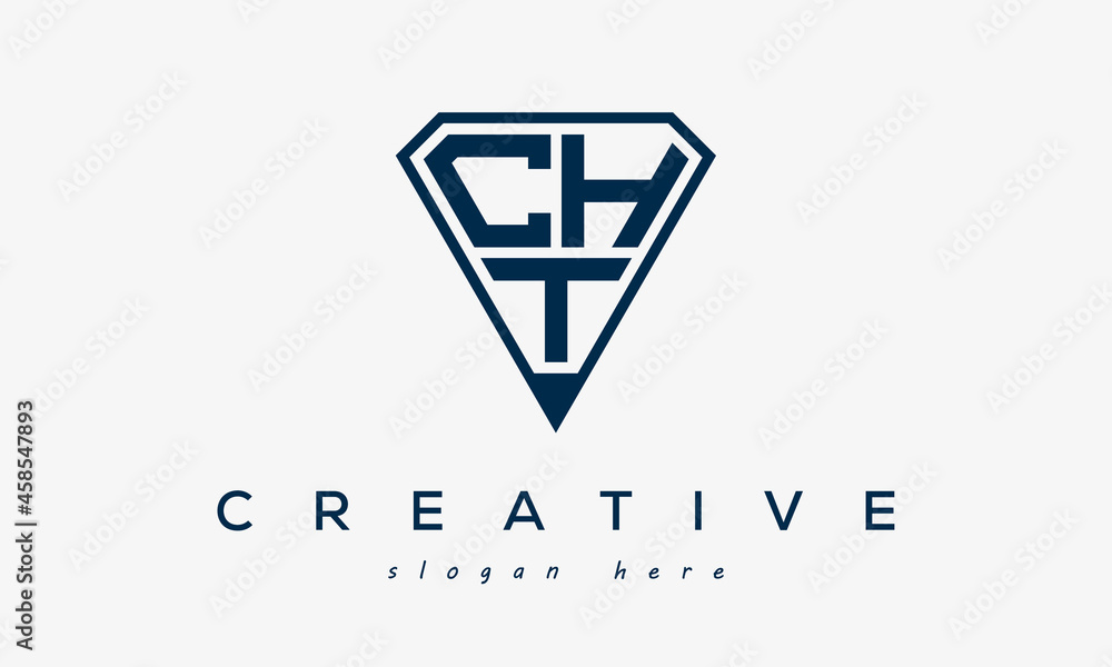 initial letters logo CHT black monogram diamond pentagon shape with ...