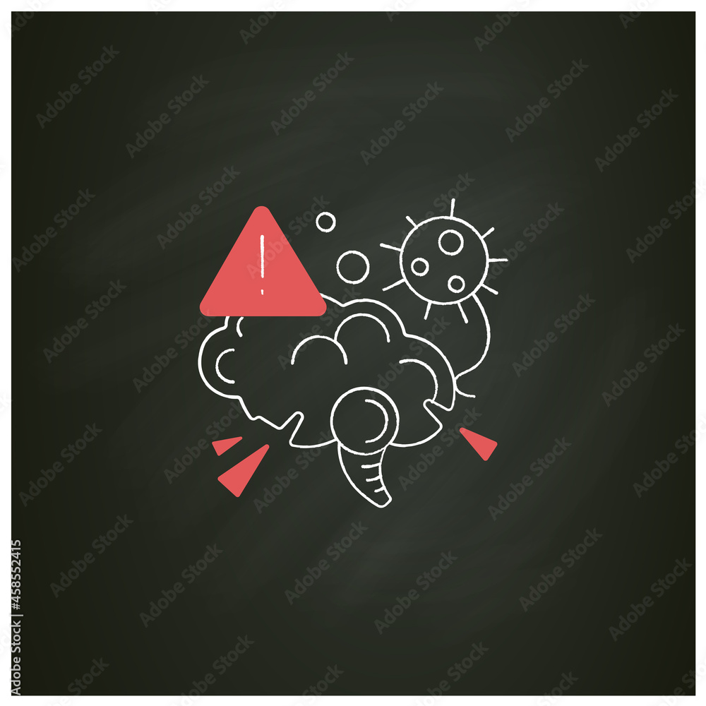 Brain damage chalk icon.Covid disease molecule attack brain.Corona ...