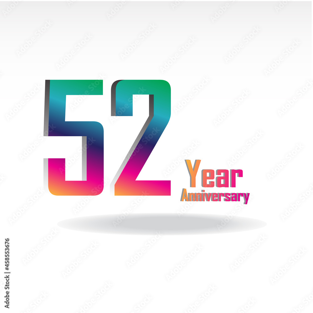 52 th anniversary event party. Vector illustration. numbers template ...