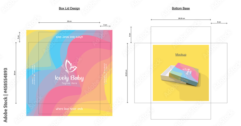 Colorful and attractive Lid Box design with measured lines with blend ...