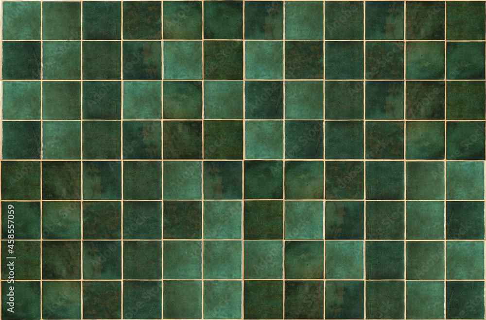 Green ceramic tile background. Old vintage ceramic tiles in green to ...