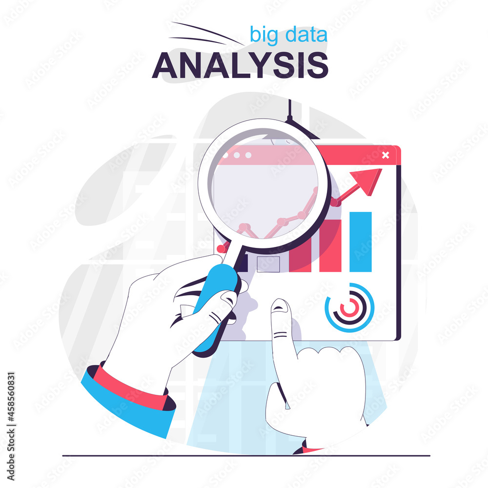 Big data analysis isolated cartoon concept. Financial statistics ...