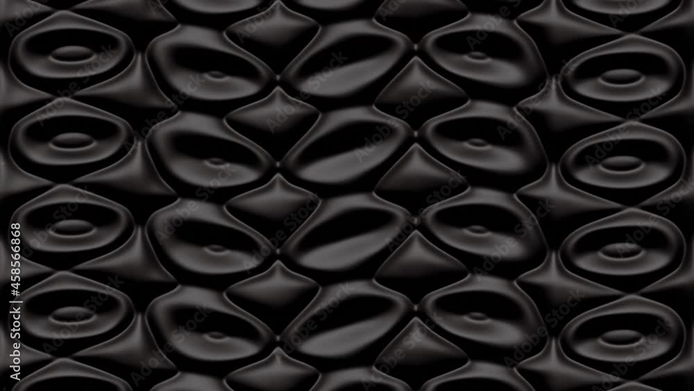 Black animated pattern with moving cells, abstract background with ...