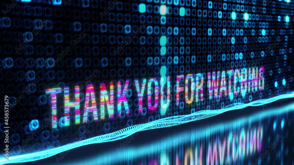 3D animation of Thank you for watching colorful text word flicker light ...
