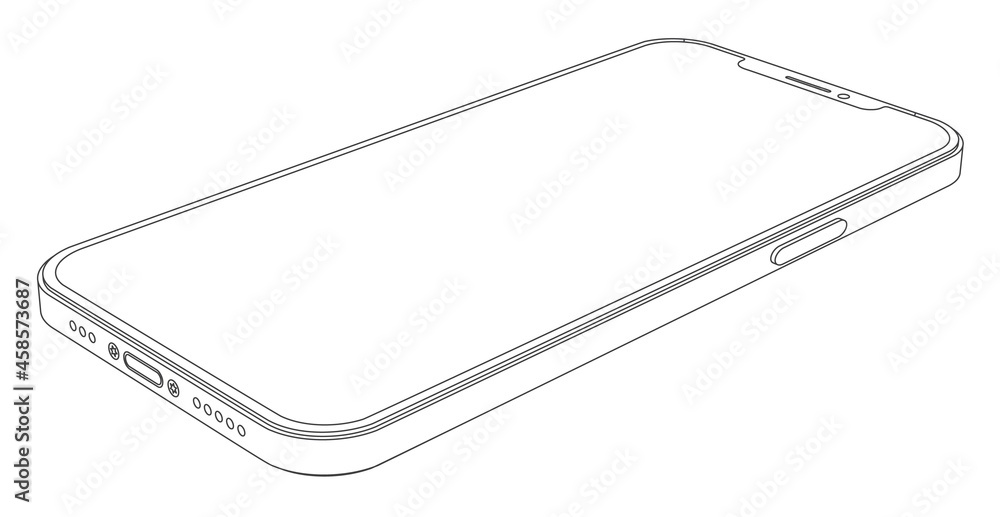 Vector modern mobile phone line art Stock Vector | Adobe Stock