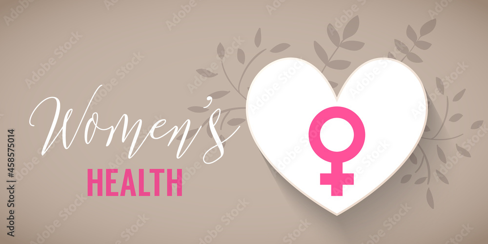 White paper heart with pink female sign background. Womens health ...