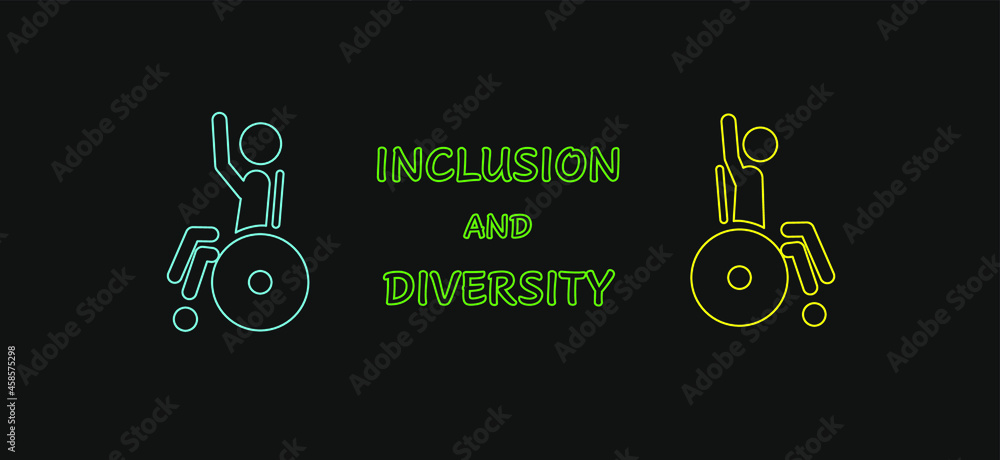 Inclusion and diversity concept. Pictogram with disabled people in ...