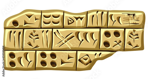 Akkadian cuneiform, assyrian and sumerian writing. Old script alphabet ...