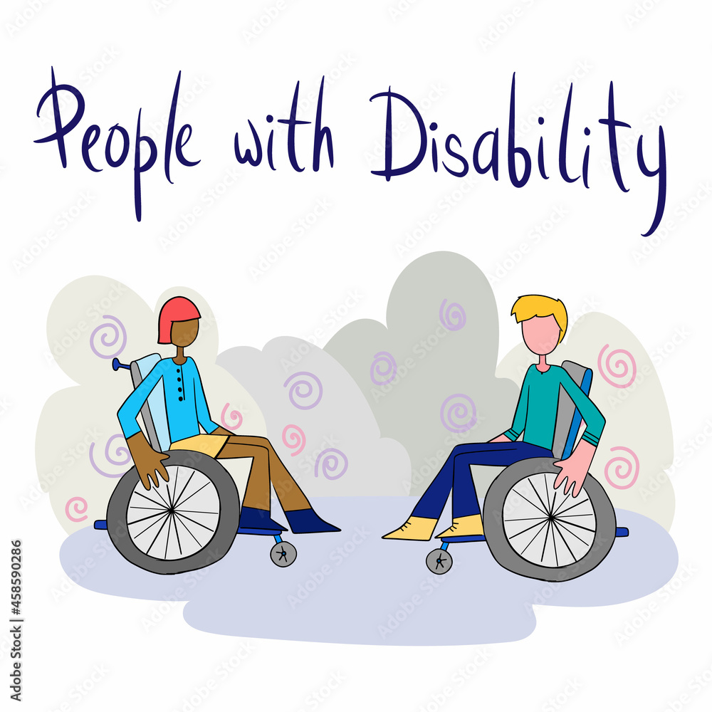 International day of disabled persons - cartoon flat poster with happy ...
