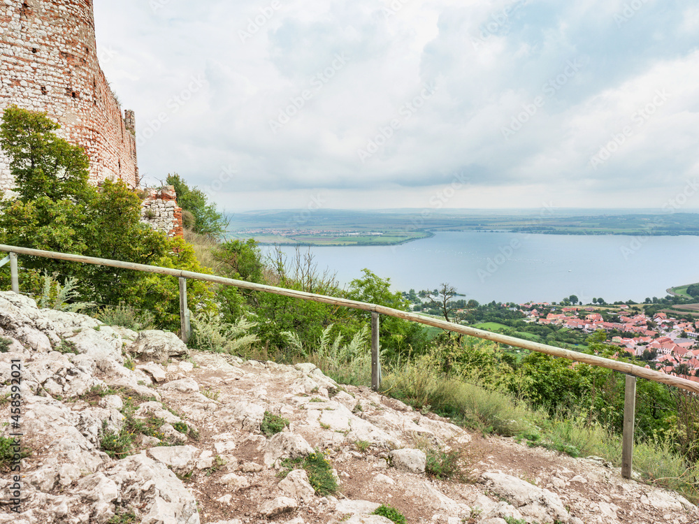 Defensive castle built of white limestone. Devicky castle Stock Photo ...