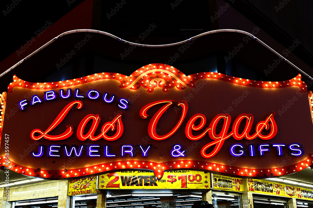 Las Vegas, NV,USA, Sep 15, 2018: The beautiful neon sign for Las Vegas ...
