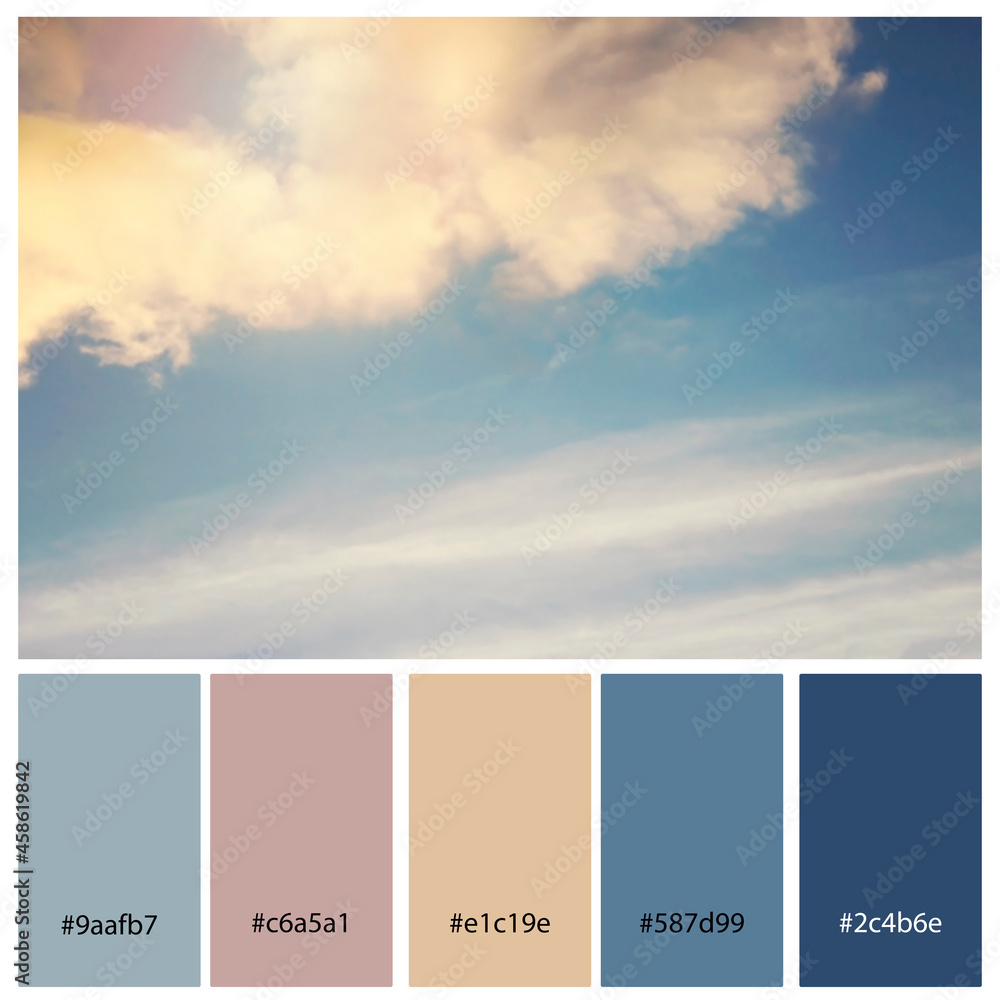 Designer Color Palette inspired by natural skyscape. Design pack with ...