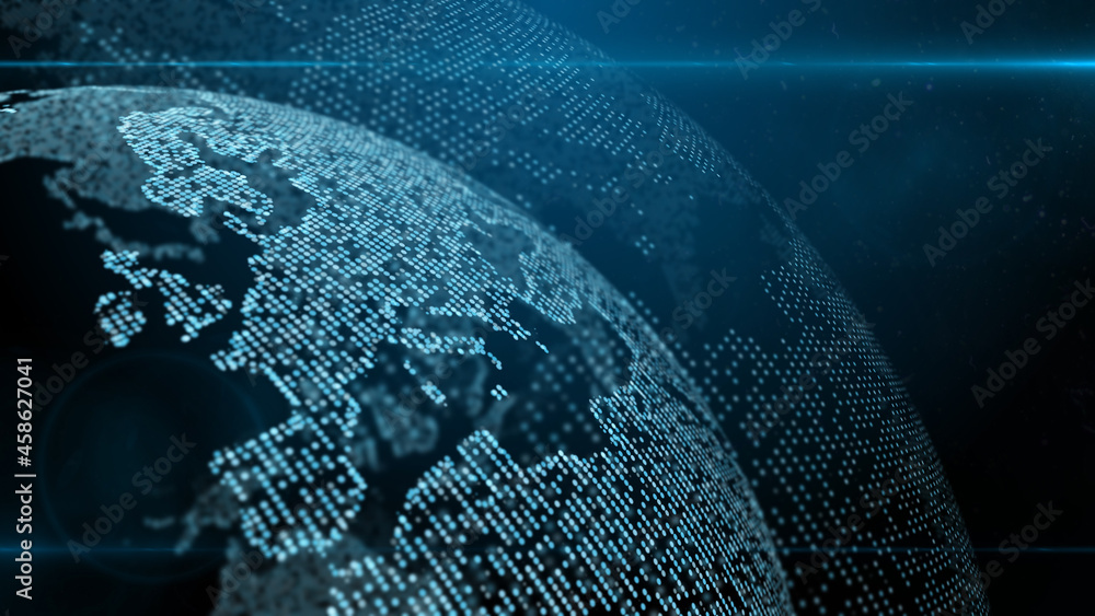 Global encrypted network data cyber security cloud computing IOT AI technology - 3D Illustration ...