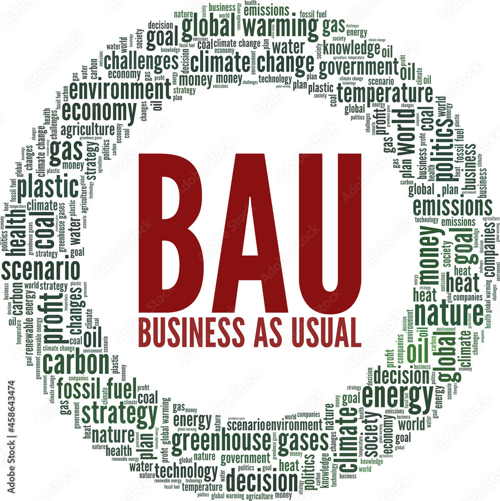 BAU - Business as Usual vector illustration word cloud isolated on ...