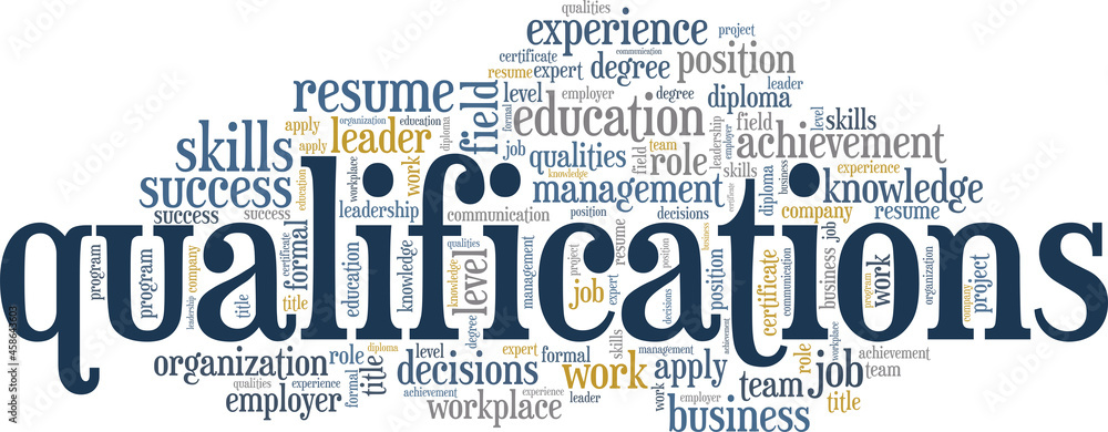 Qualifications vector illustration word cloud isolated on white ...