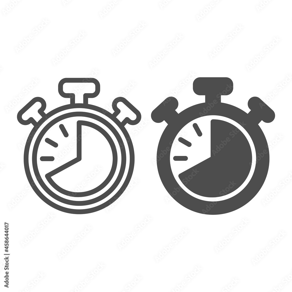 Stopwatch With Buttons 40 Seconds Timer Chronometer Line And Solid