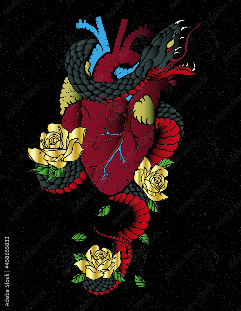 snake heart tattoo Stock Vector | Adobe Stock