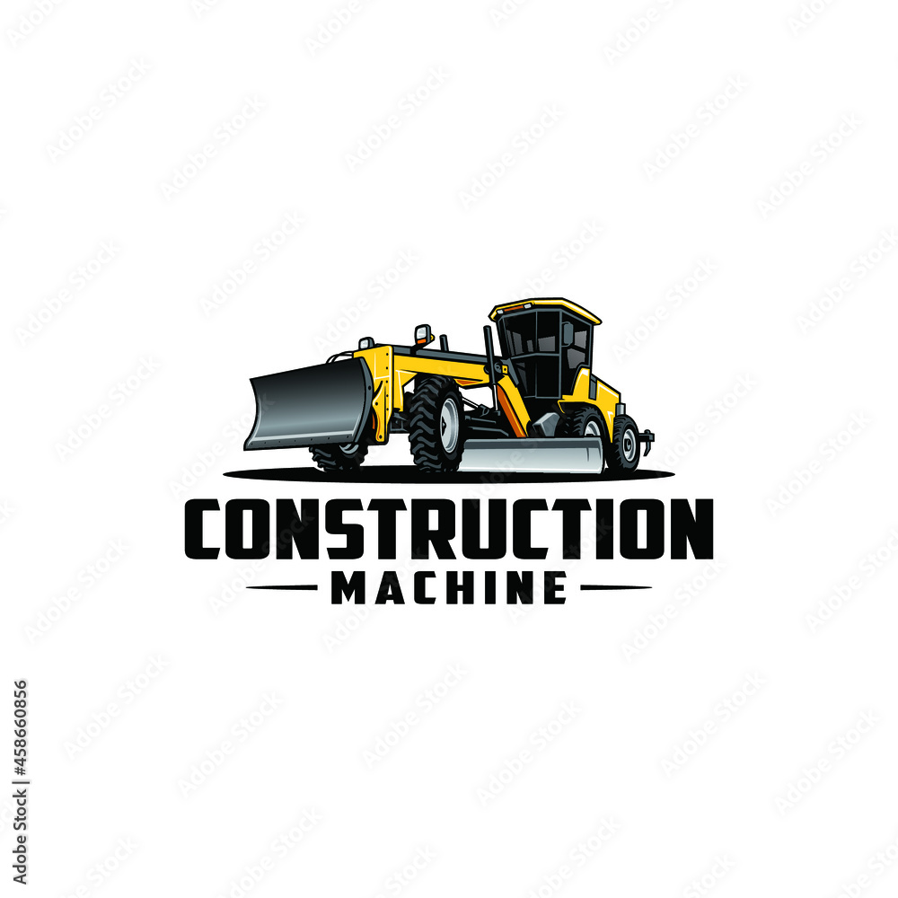 motor grader construction machine isolated logo vector Stock Vector ...