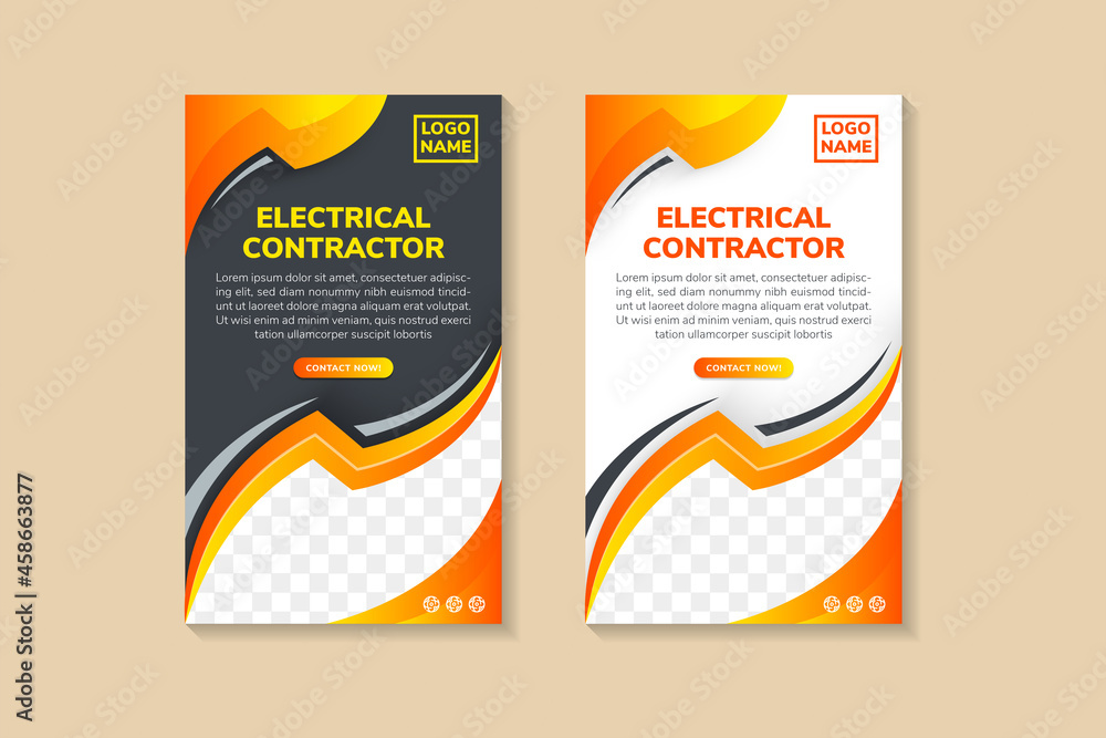 set of electrical contractor service banner use vertical layout with ...