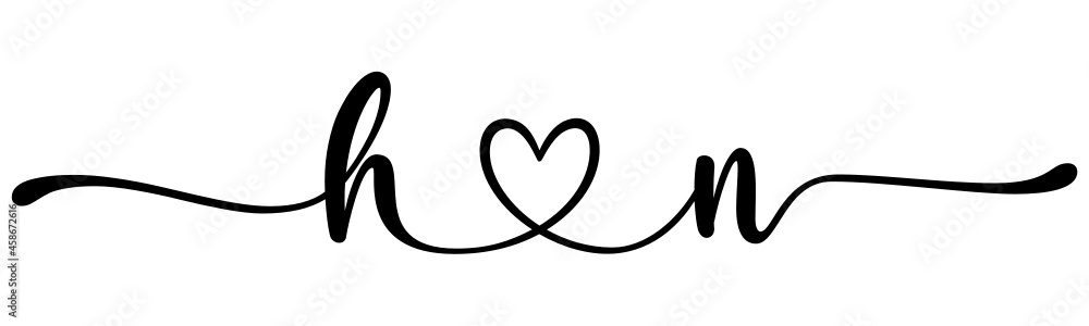 hn, nh, letters with heart Monogram, monogram wedding logo. Love icon ...