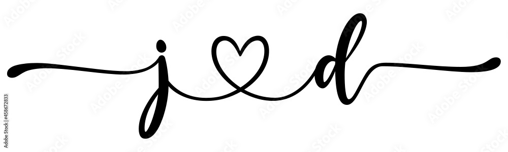 jd, dj, letters with heart Monogram, monogram wedding logo. Love icon ...